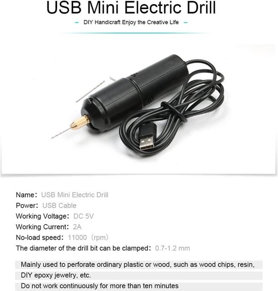 5V mini boormachines draagbare USB handboor - 3-delige bits - krachtig ...
