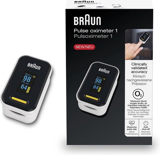 Braun Pulse Oximeter 1 | Nauwkeurige vingermeter voor zuurstofgehalte ...