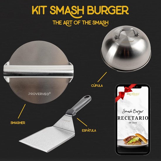 Professionele Smash Burger set - roestvrij staal - 5 stuks - inclusief ...