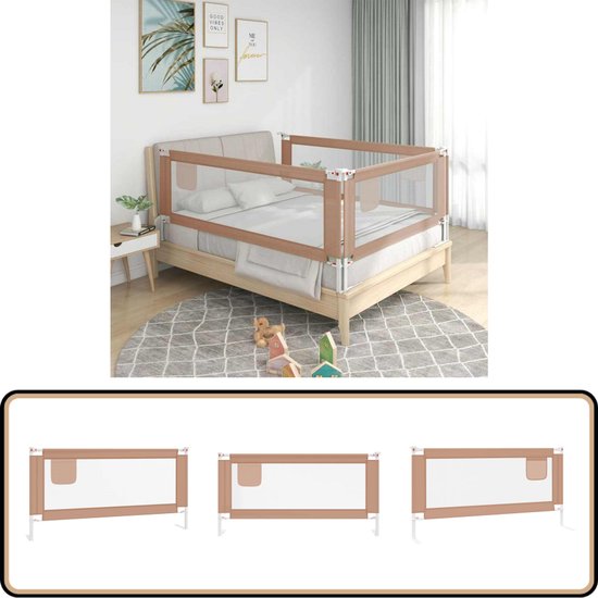 vidaXL Bedhekje Peuter - 180x25 cm - Stof - Taupe Kinderbed Hek ...