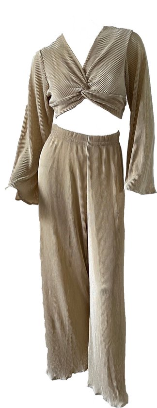 RUBY JIANO - CHIARA BEIGE TWO PIECE SET - TWEEDELIGE SET DAMES - LANGE ...