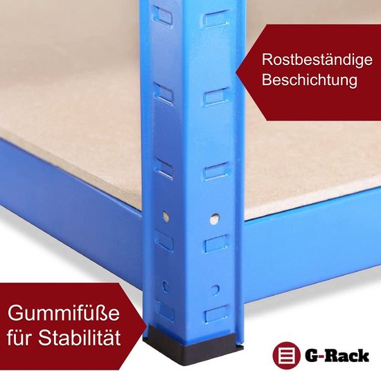 G-Rack Grack Heavy Duty Shelf1 Blauwe opbergplank 5 compartimenten voor ...