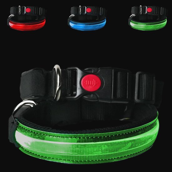 Verstelbare LED-halsband voor honden - Oplaadbare en ademende halsband ...