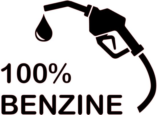 Sticker 100% Benzine - Zwart - Watervast en UV-bestendig - 10 x 13 cm | bol