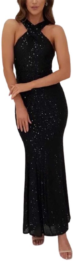 Glitter Jurk Zwart - Chique - Open Jurk - Glinster - Galajurk - Dames - Feest | bol