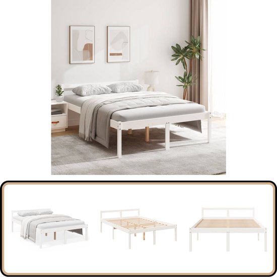 vidaXL Seniorenbed Grenen Wit 140x190 cm Bedframe - Grenenhouten Bed ...