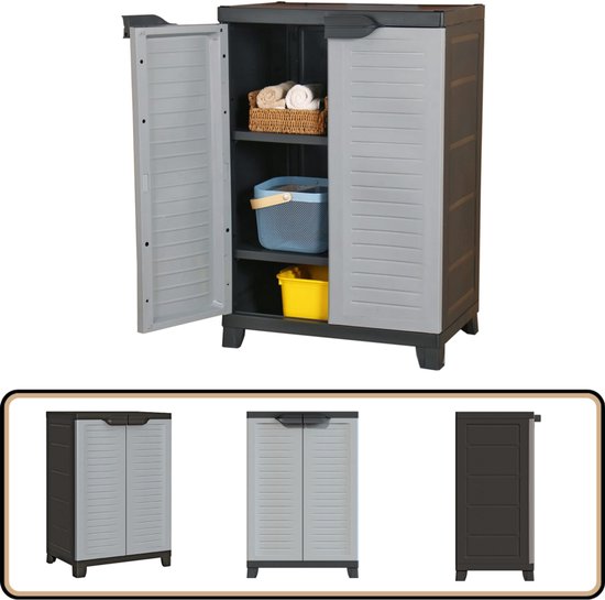 vidaXL Opbergkast - Grijs kunststof - 65x45x97 cm Opslagkast ...