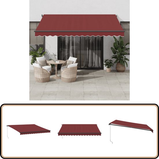 vidaXL Luifel Uittrekbaar - 400x300 cm - Bordeauxrood Luifel ...