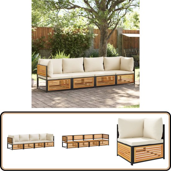 vidaXL Loungeset 4-delig - Acaciahout - Inclusief kussens Loungeset ...