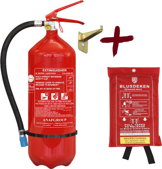 Brandblus set – ABF brandblusser 6 Liter en branddeken 100 x 100 cm ...