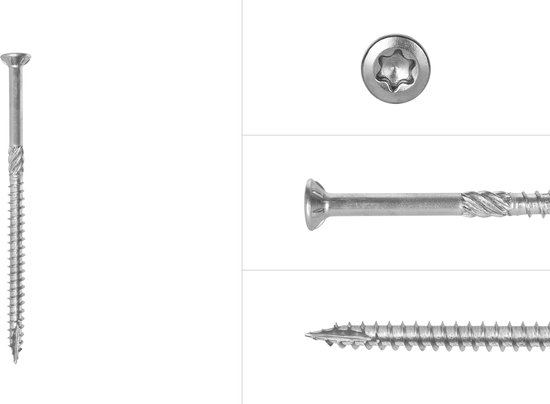 Wovar Tuinschroeven RVS 410 - 4 x 70 mm Torx 20 - Deeldraad - 200 stuks ...