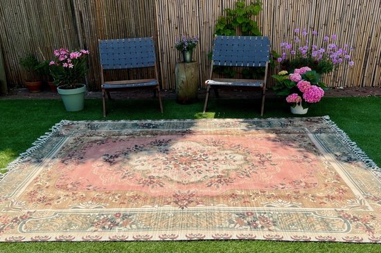 Buitenkleed, Tuinkleed, Balkonkleed roze, groen 230cm x 160cm gemaakt ...