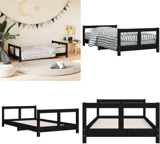 vidaXL Kinderbedframe 80x160 cm massief grenenhout zwart ...