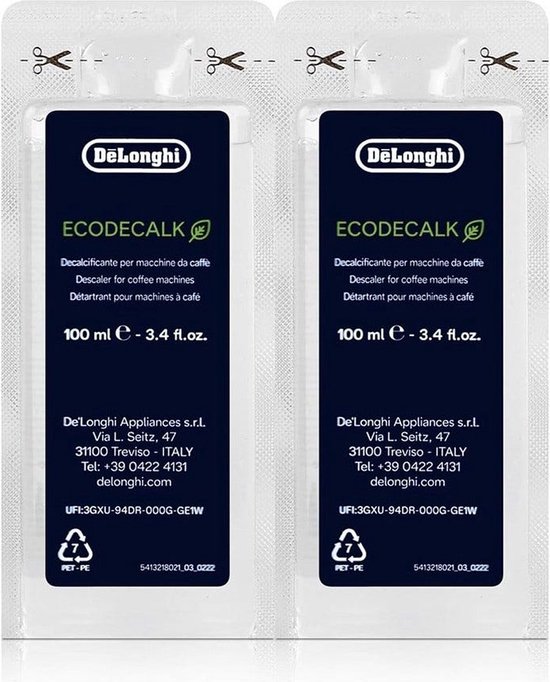 4x Delonghi EcoDecalk Ontkalker (2x 100ml) DLSC200 | bol