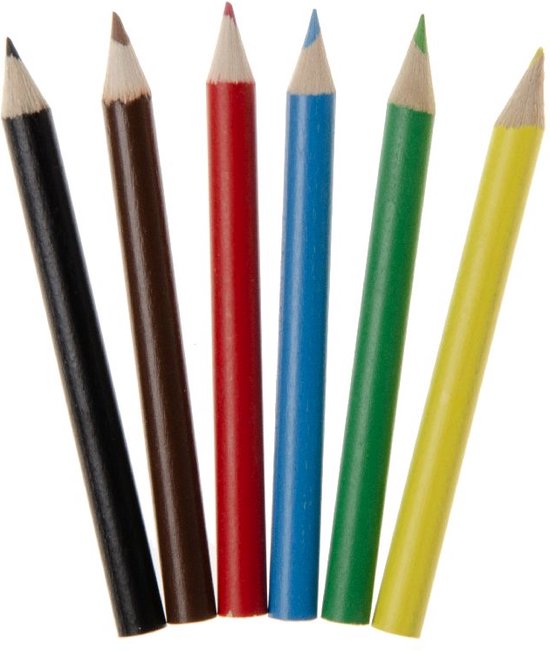 Kleurpotloden 12 Sets 5 Kleuren - 9 Cm - Hout - Klein Speelgoed voor ...