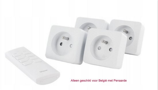 Chacon – Set van 4 aan/uit mini-stopcontacten met Penaarde en 4-kanaals ...