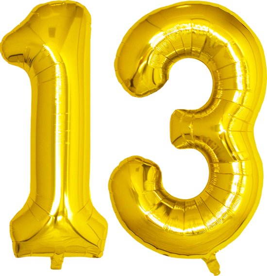 Folie Ballon Cijfer 13 Jaar Goud Verjaardag Versiering Helium Cijfer ...