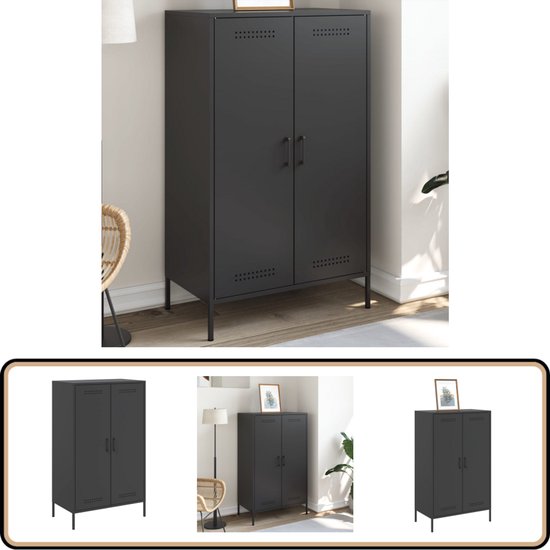 vidaXL Hoge kast - Staal - 68x39x113 cm - Zwart Industriele Kast ...