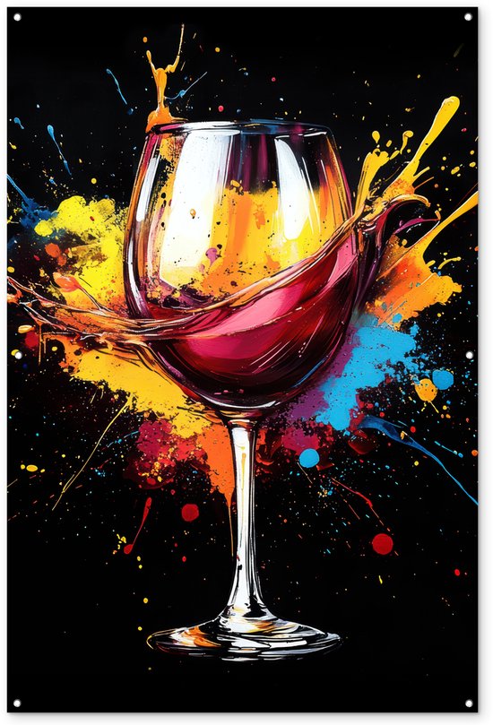 Tuinposter 120x180 cm - Tuindecoratie Wijn - Glas - Graffiti - Borrel ...