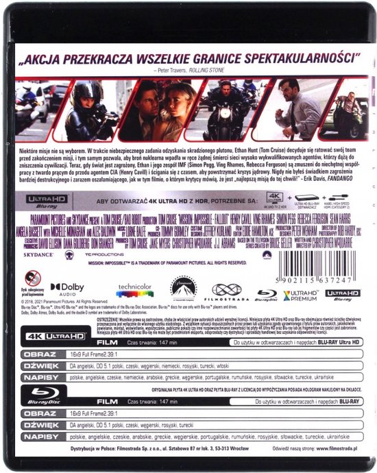 Mission: Impossible - Fallout [Blu-Ray 4K]+[Blu-Ray], Chris Adams | Dvd ...