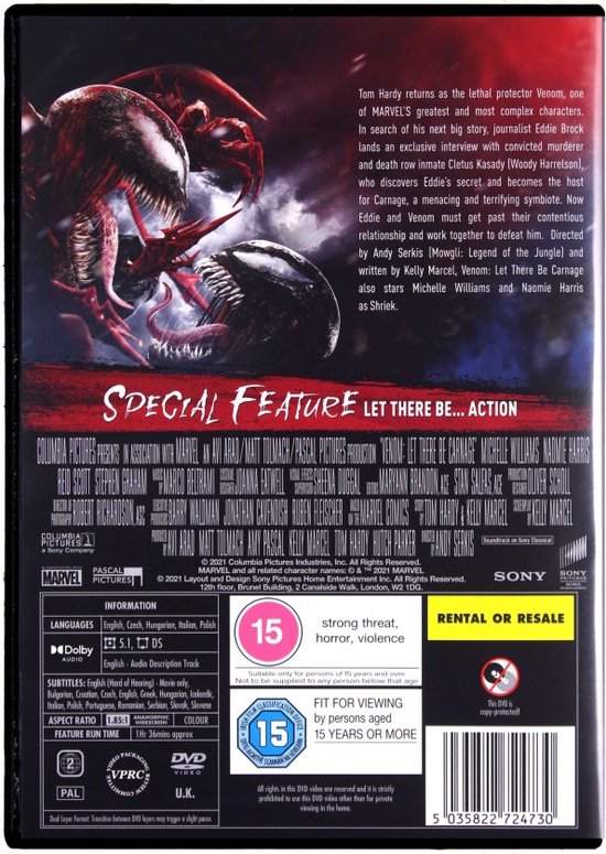Venom: Let There Be Carnage (DVD) (Dvd), Michelle Williams | Dvd's | bol