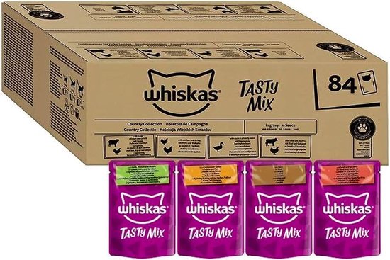 Whiskas Tasty Mix Country Collection in gravy 84x85 gr | bol