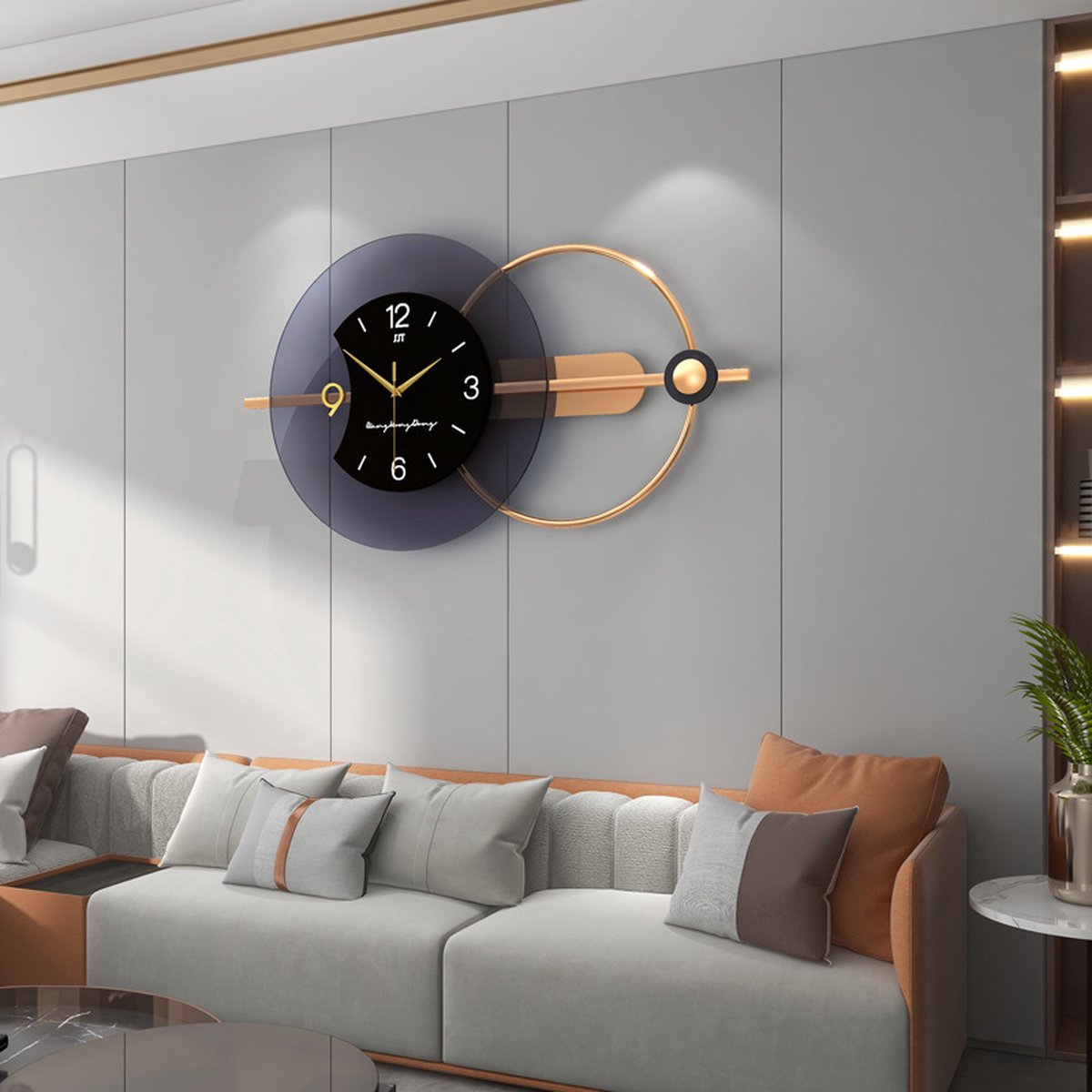 Luxaliving - Moderne Wandklok Goud-Zwart - Design Wandklok - Stil ...