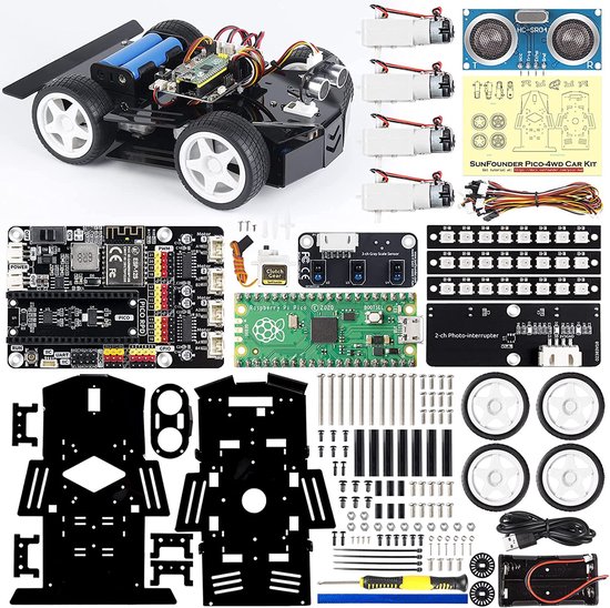 Raspberry Pi Pico Robot Car Kit, Open Source, MicroPython, App Control, RGB LED,... | bol
