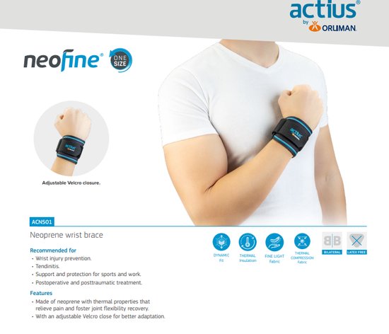 Orliman Actius Neofine Neoprene Wrist Brace Universeel | bol