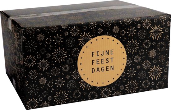 Lege Kerstpakketdoos fijne feestdagen zwart 450 x 350 x 230 mm - pak ...