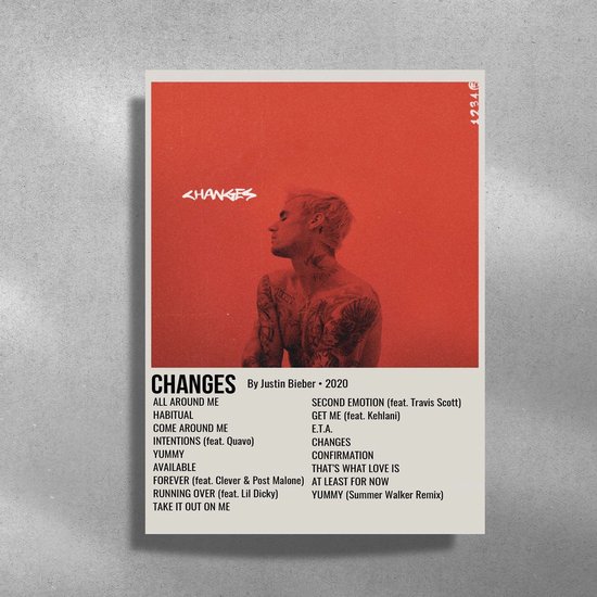 Justin Bieber - metalen poster - Changes - album cover - 30x40cm | bol