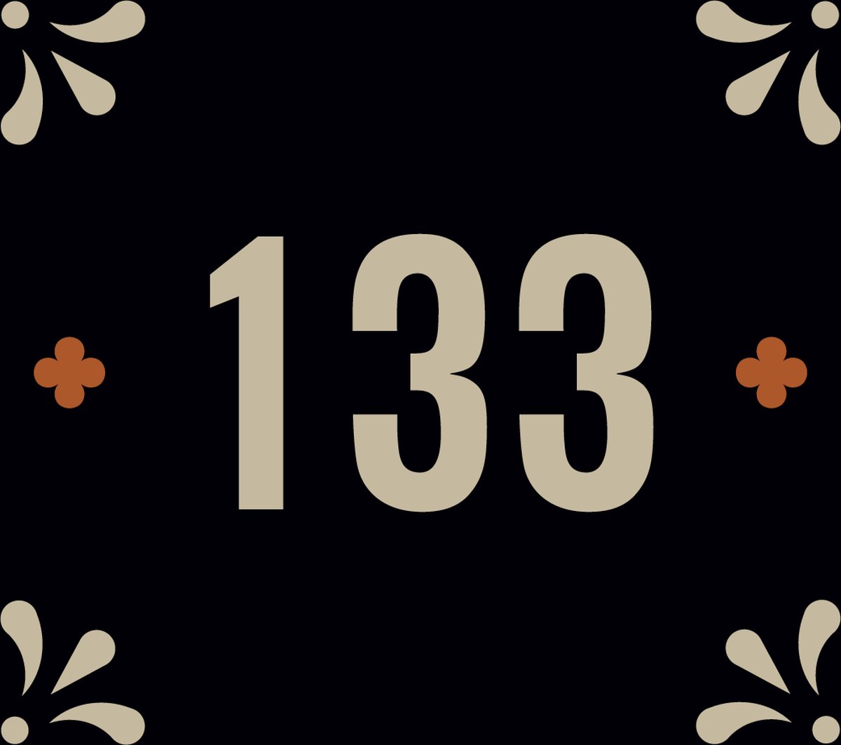 Huisnummerbord nummer 133 | Huisnummer 133 |Zwart huisnummerbordje ...