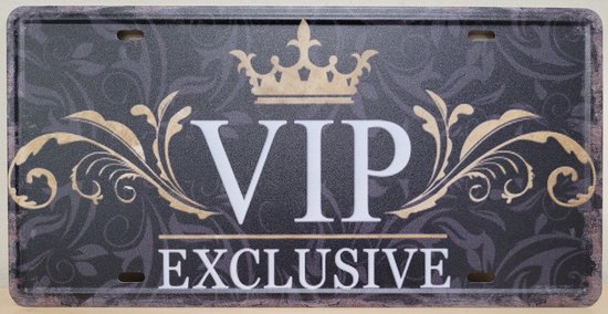 VIP Exclusive License plate wandbord van metaal METALEN-WANDBORD ...