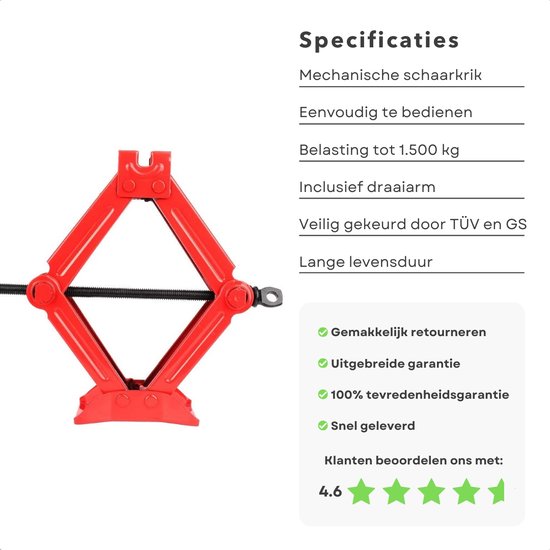 PRO Schaarkrik - Mechanisch - 1500kg - 100mm Tot 350mm Verstelbaar ...