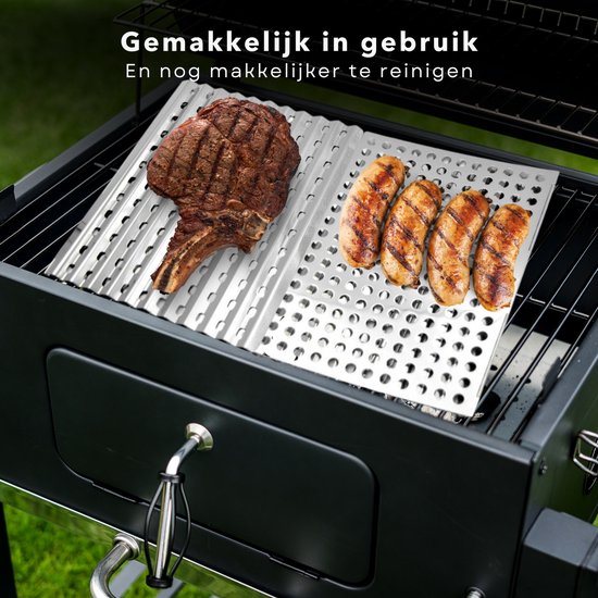 Cheqo® 2 Stuks Barbecue RVS Grillplaten - Grillrooster - Hapjesrooster ...