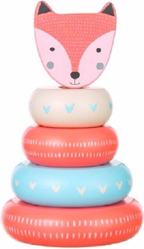 Houten stapeltoren vos - 4 ringen piramide | bol