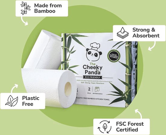 The Cheeky Panda Keukenrollen pak van 2 stuks. | bol