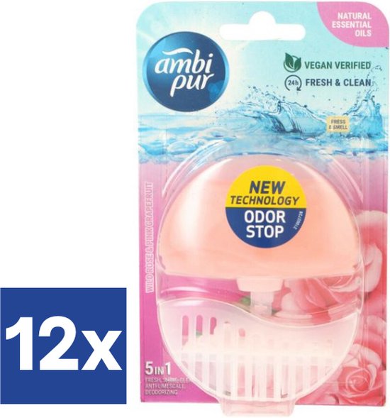 Ambi Pur Wild Rose & Pink Grapefruit Toiletblok - 12 x 55 ml | bol