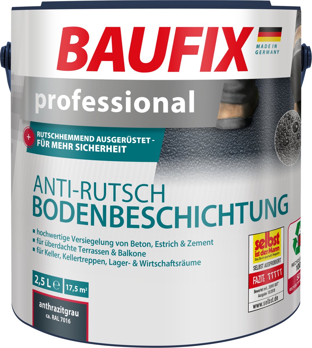BAUFIX Antislip vloercoating antraciet grijs 2,5 Liter | bol