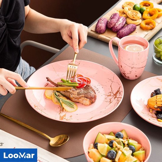 LooMar Serviesset – 16 delig – 4 persoons – Keramiek - Luxe – Bordenset ...