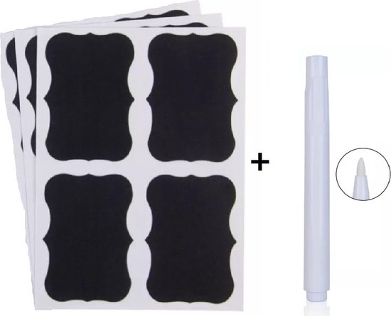 Keuken Etiket Labels met witte stift - krijtbord etiketten met witte ...