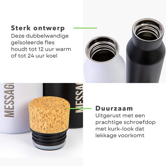 Cheqo® Thermosfles 590ml - RVS - Isolatiefles - Thermoskan - RVS Fles - Vacuümfles -... | bol.com