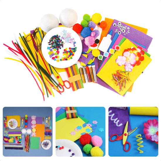 Cheqo® XXL Hobby en Knutselset - Knutselen Set - 1000pcs - Lijm, Schaar ...