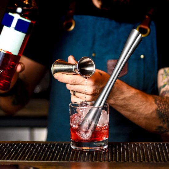 Mojito Cocktail Stamper Roestvrij Staal 26cm met Cocktaillepel 24cm ...