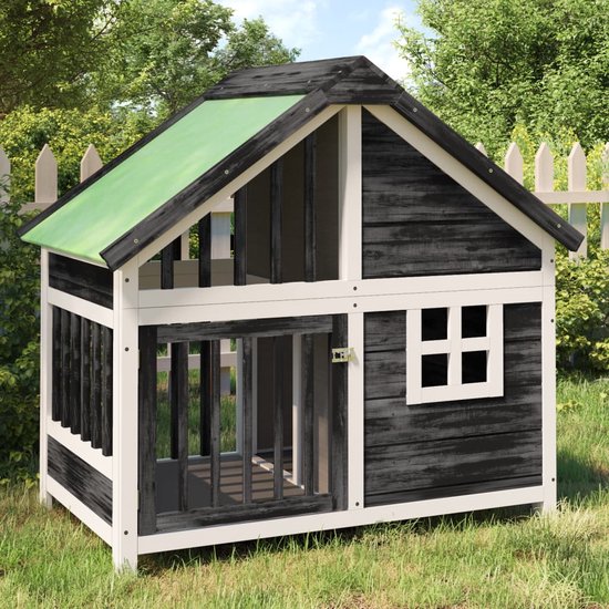 vidaXL - Hondenhok - 96x60,5x87 - cm - massief - grenenhout - grijs | bol