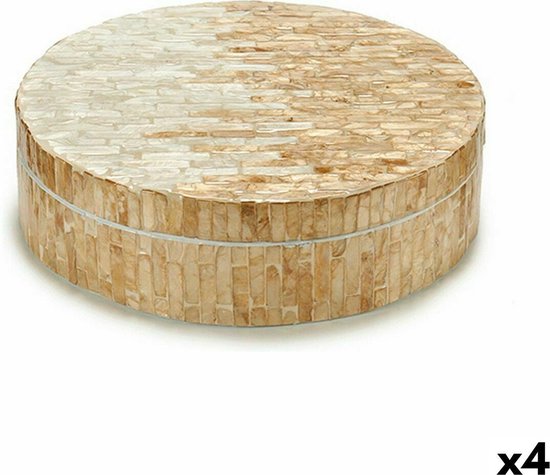 Decoratieve Doos Wit Beige Parelmoer spaanderplaat 25 x 8 x 25 cm (4 ...