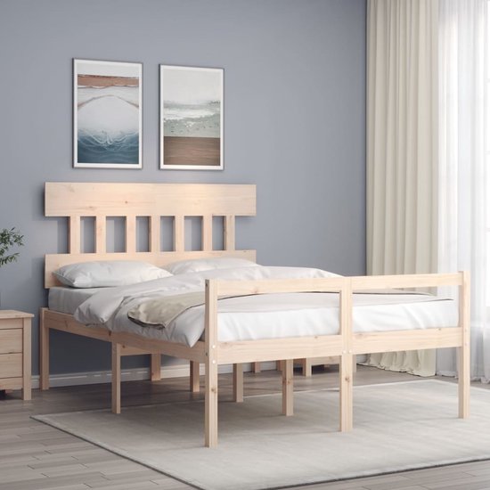 The Living Store Bedframe met hoofdbord massief hout 120x200 cm ...