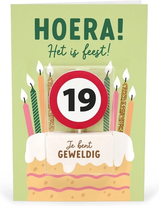 Verjaardagskaart met kaars | 19 jaar | Je bent geweldig | bol