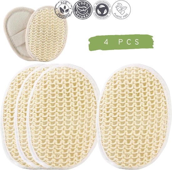 green-goose® Sisal Scrubspons - 4 Stuks - Badspons - 12 x 9 cm ...