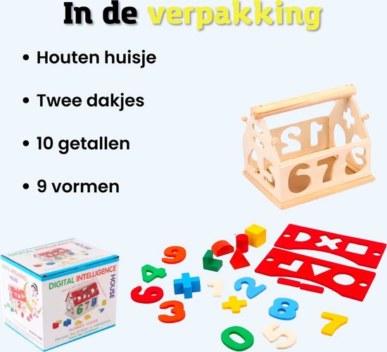Houten Vormenstoof - Blokkendoos - Voor jongens en Meisjes - Educatief met Getallen -... | bol